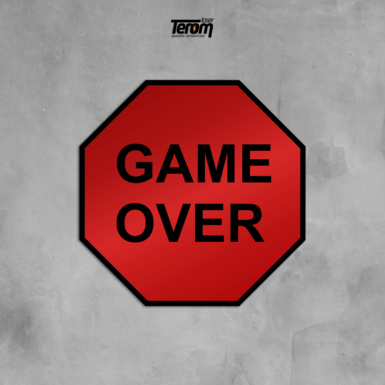 QUADRO DECORATIVO GEEK - PLACA GAME OVER - TEROM Laser