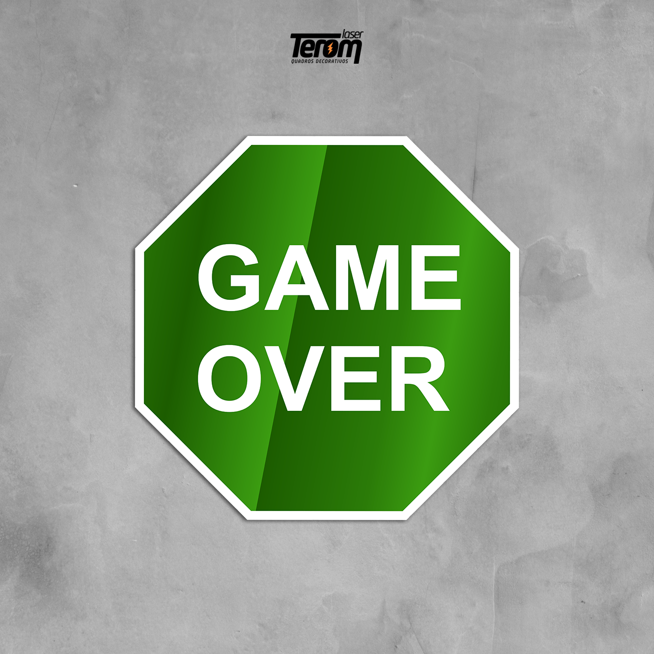 QUADRO DECORATIVO GEEK - PLACA GAME OVER - TEROM Laser