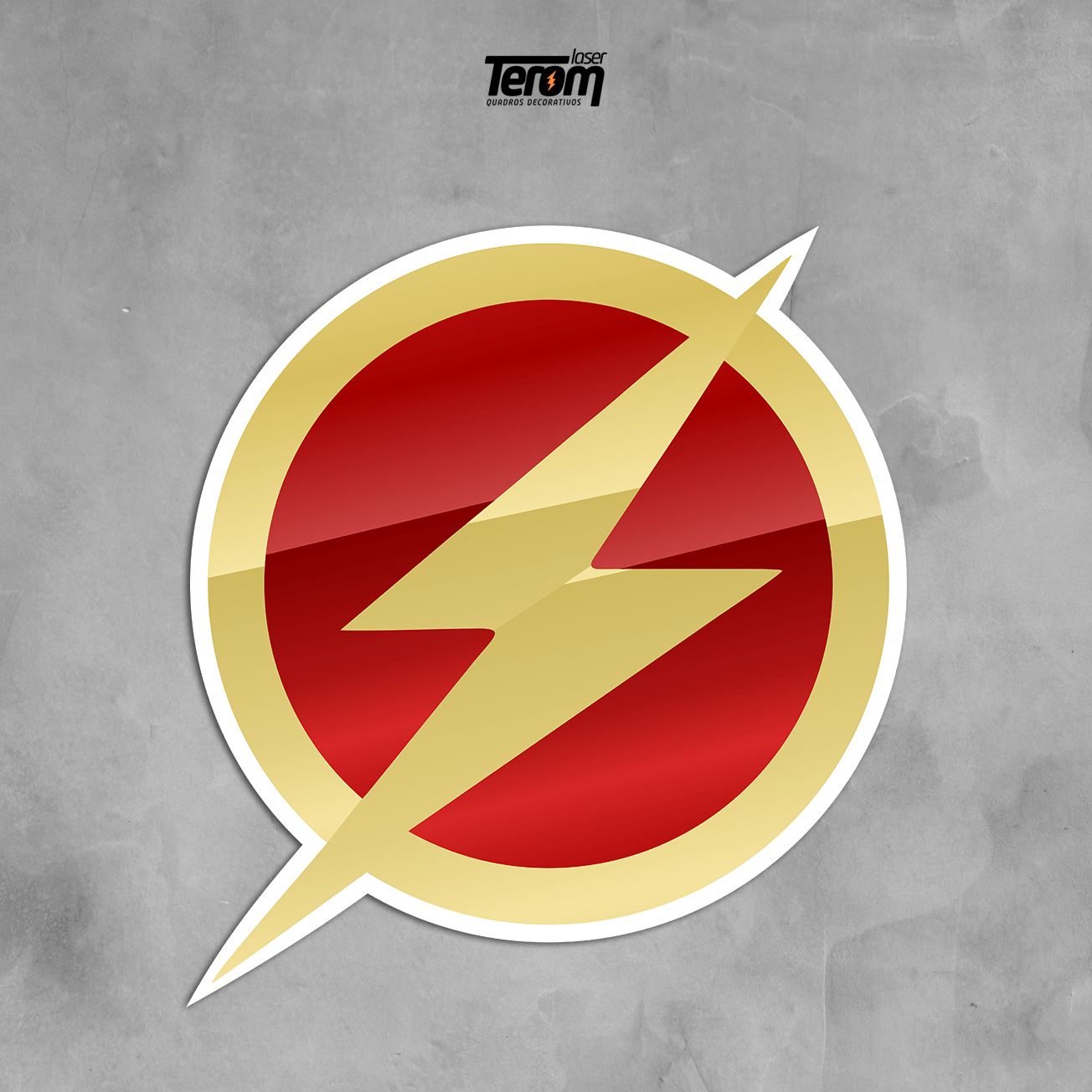 QUADRO DECORATIVO GEEK - SIMBOLO FLASH - TEROM Laser