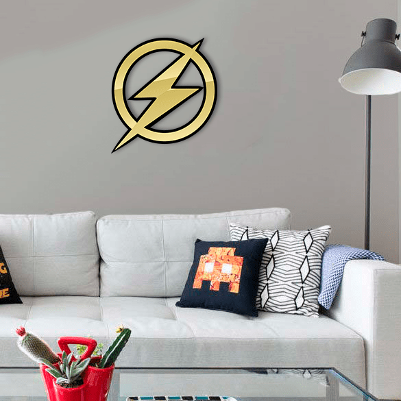 QUADRO DECORATIVO GEEK - SIMBOLO FLASH - TEROM Laser
